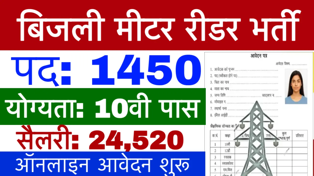 Bijli Meter Reader Bharti 2025: 8वीं और 10वीं के लिए बिजली मीटर रीडर ...